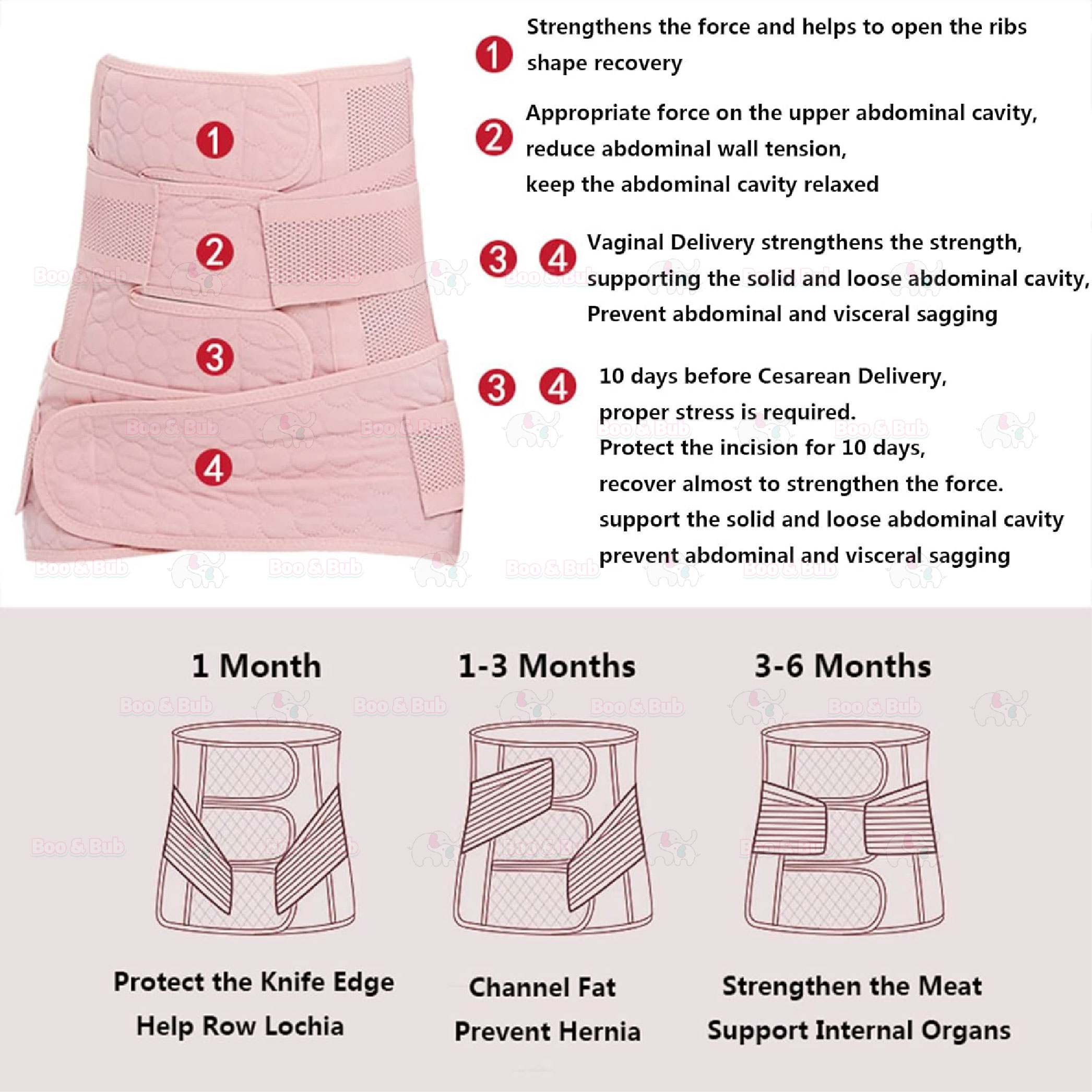 Boo&Bub Mommy Tummy Belt Abdominal Binder Postpartum Belt Bengkung ...