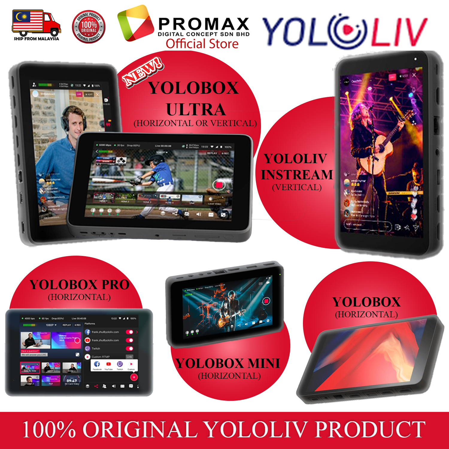 Yolobox Ultra/Yololiv Instream/Yolobox Pro/Yolobox Mini Live Streaming Switcher Encoder Monitor ...