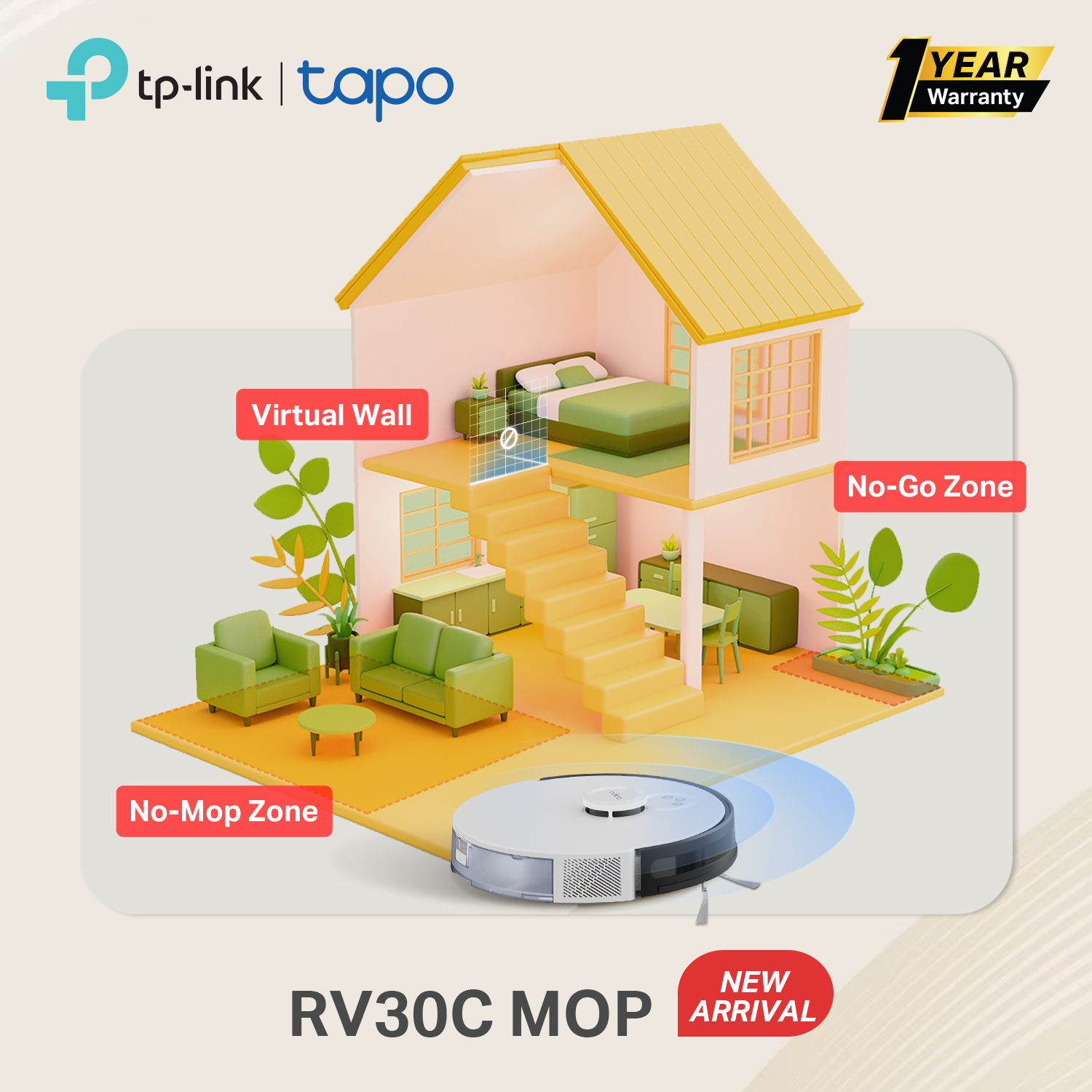 TP-Link Tapo RV30C Mop Plus & RV30C Mop Robot Vacuum & Mop Combo LiDAR ...