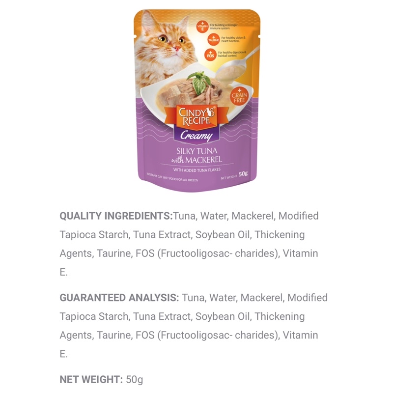 Ready Stock🐼Cindy‘s Recipe Creamy Cat Wet Food - 50g | Shopee Malaysia