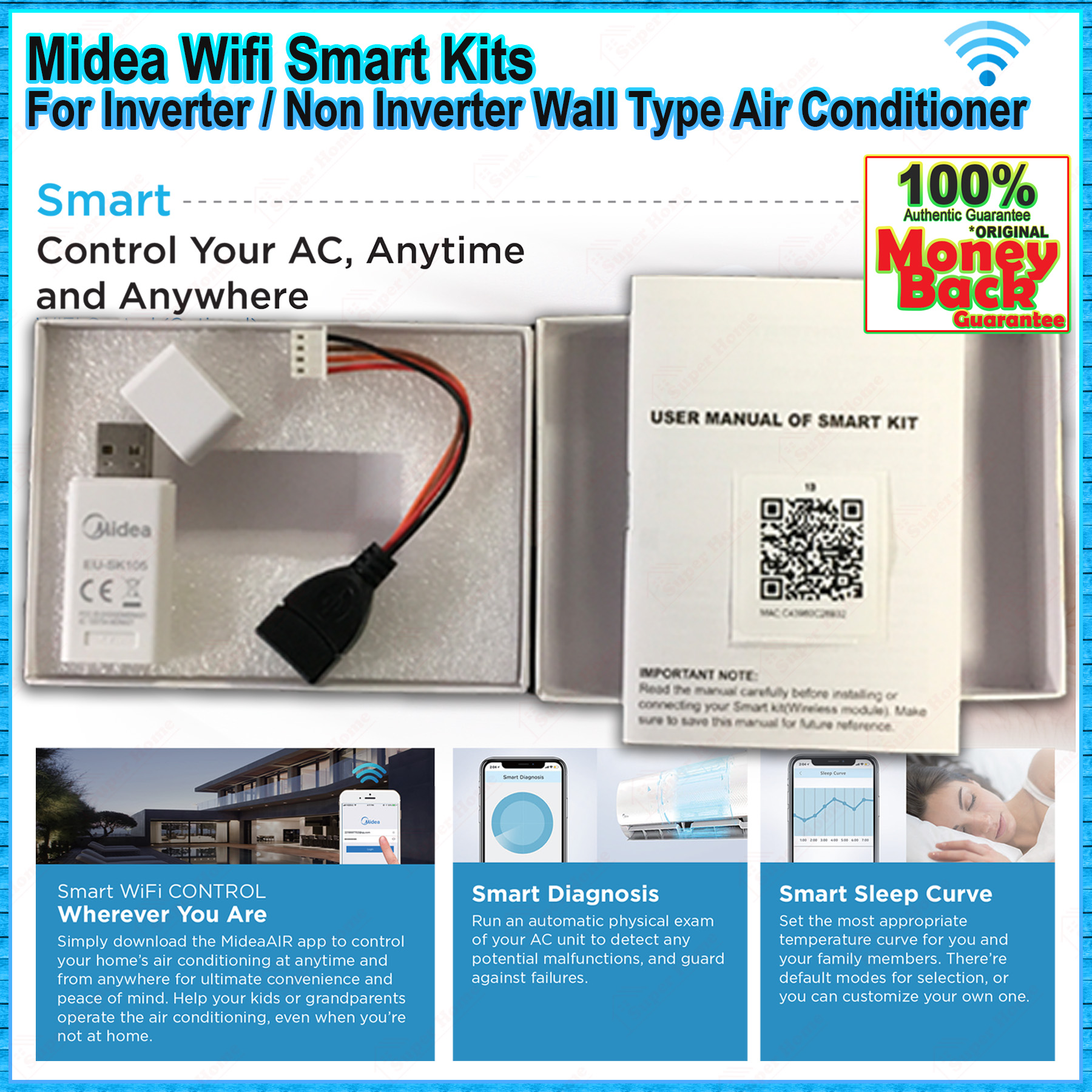 Midea WiFi Smart Kits For Wall Type Midea Air Conditioner EU-SK105 ...