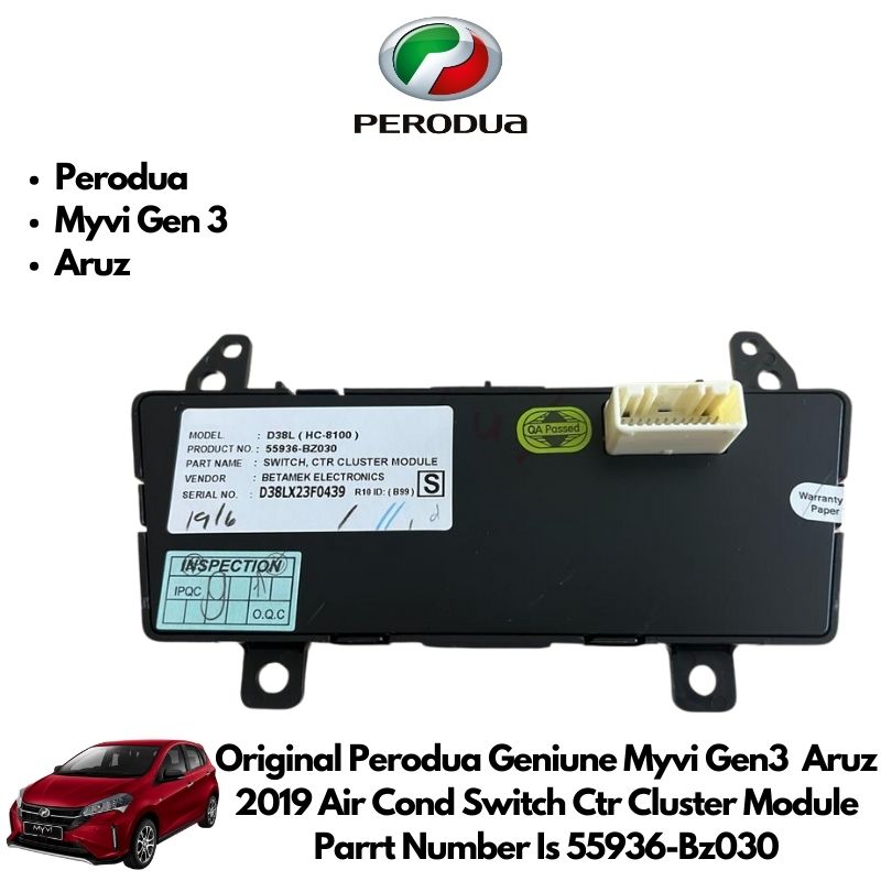 Original Perodua Geniune Myvi Gen3 Aruz 2018-2022 Air Cond SwitchCtr Cluster Module 55936-Bz030 ...