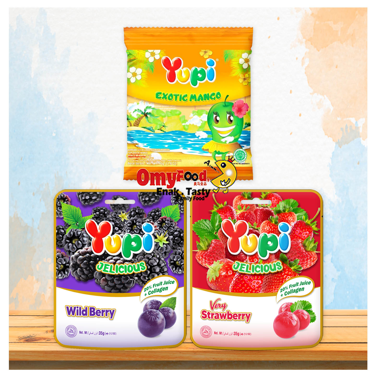 45g / 35g Yupi Exotic Mango / Yupi Jelicious [Wild Berry / Very ...