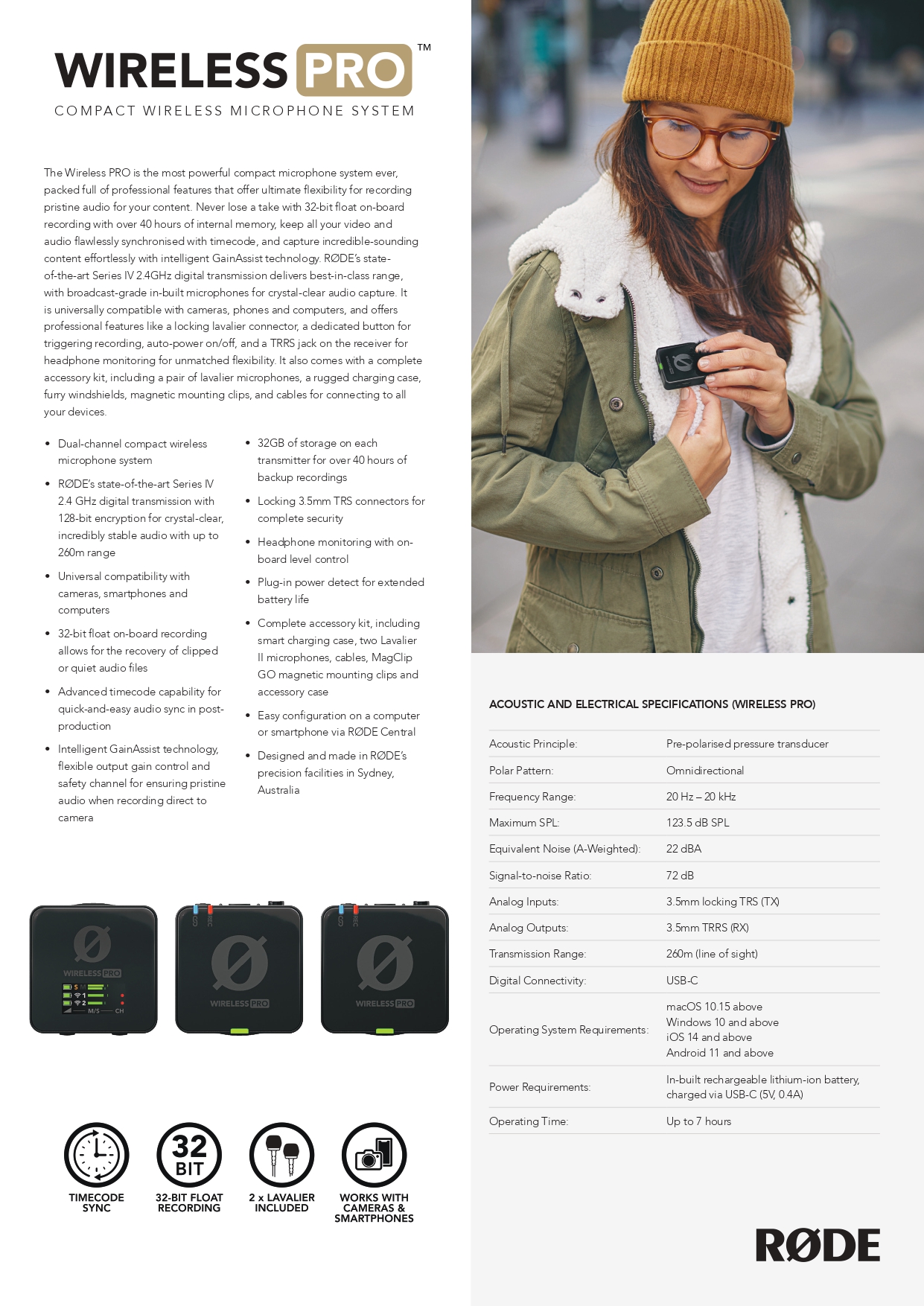RODE WIRELESS PRO COMPACT WIRELESS MICROPHONE SYSTEM WITH 2 x LAVALIER ...