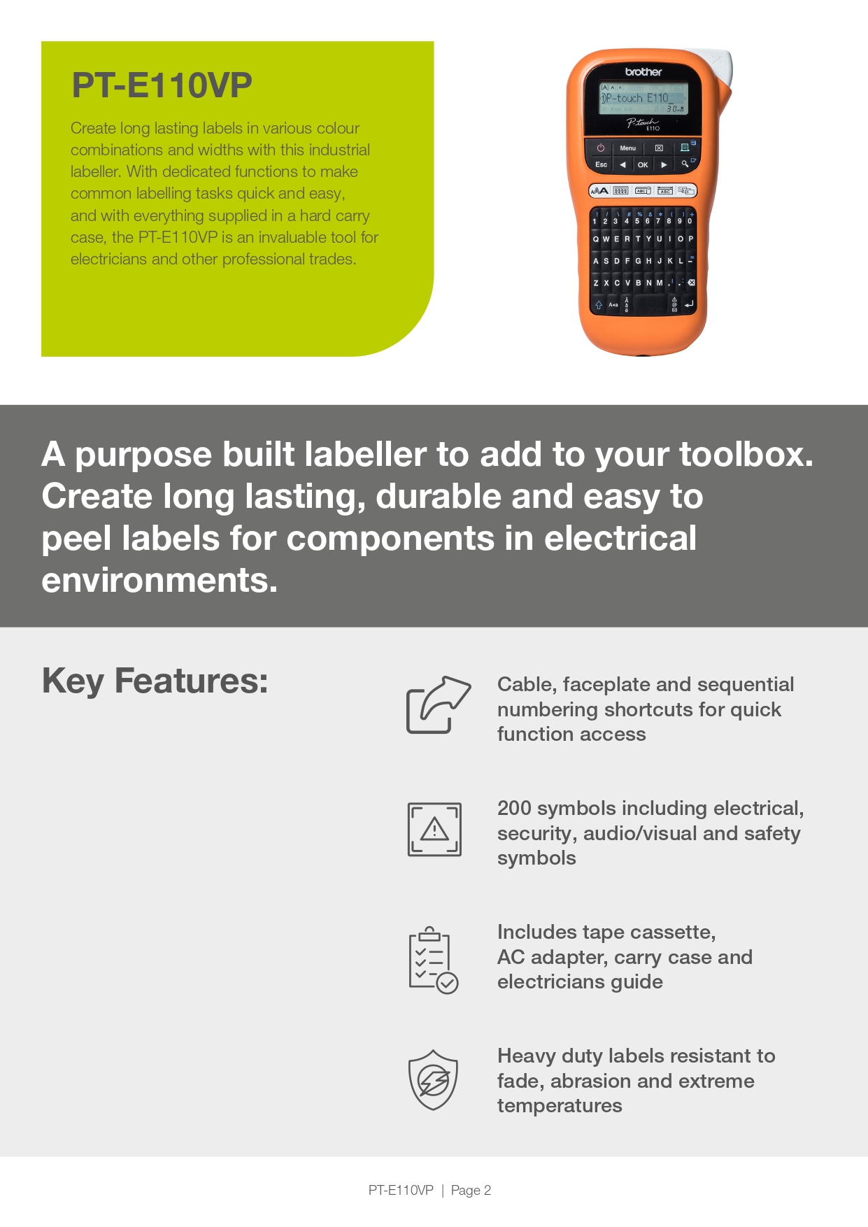 Brother Label Printer P-Touch PT-E110VP Portable Label Maker | Max 12mm ...