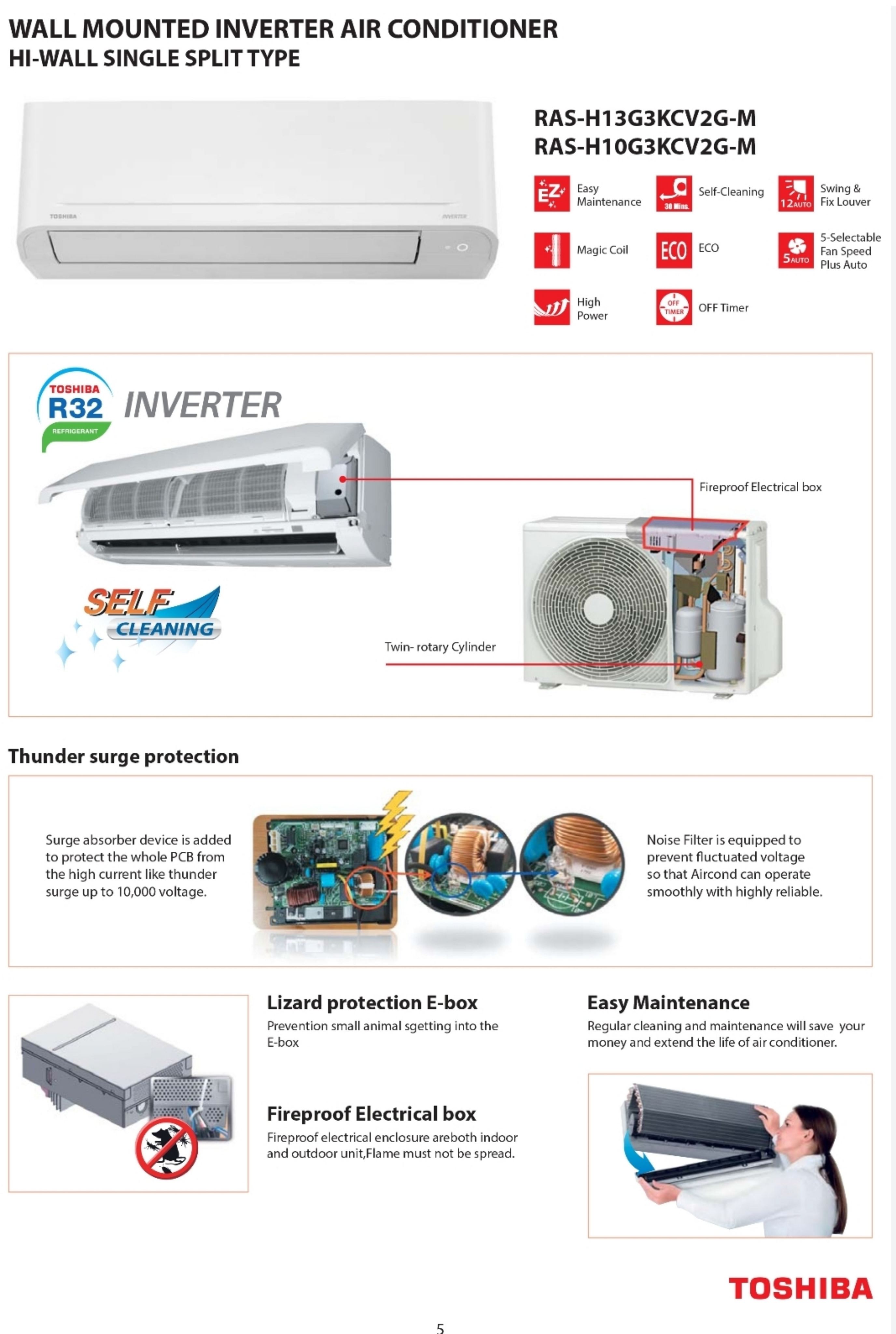 (FREE SHIPPING) Toshiba inverter Air Cond 1.0HP / 1.5HP RAS- H10G3KCV2G ...