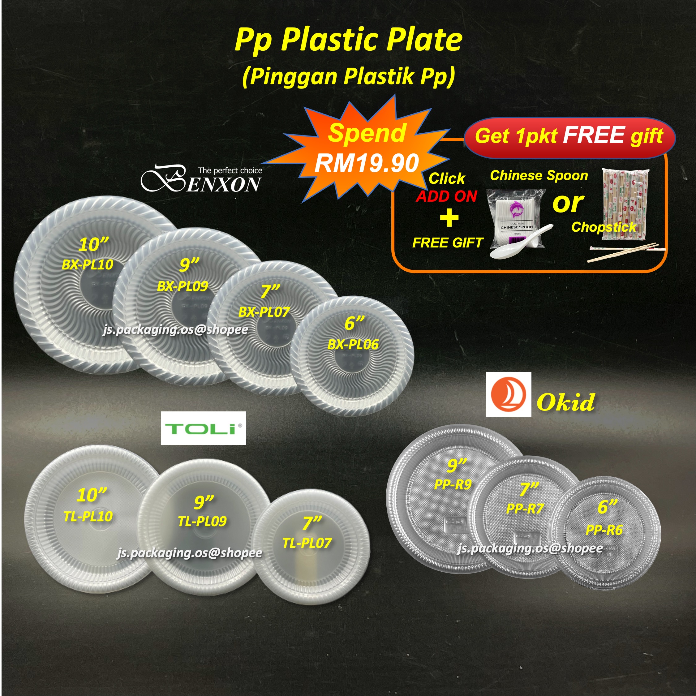 PP Plate Plastic Disposable Party Plate [50Pcs] Pinggan Pakai Buang 6 ...