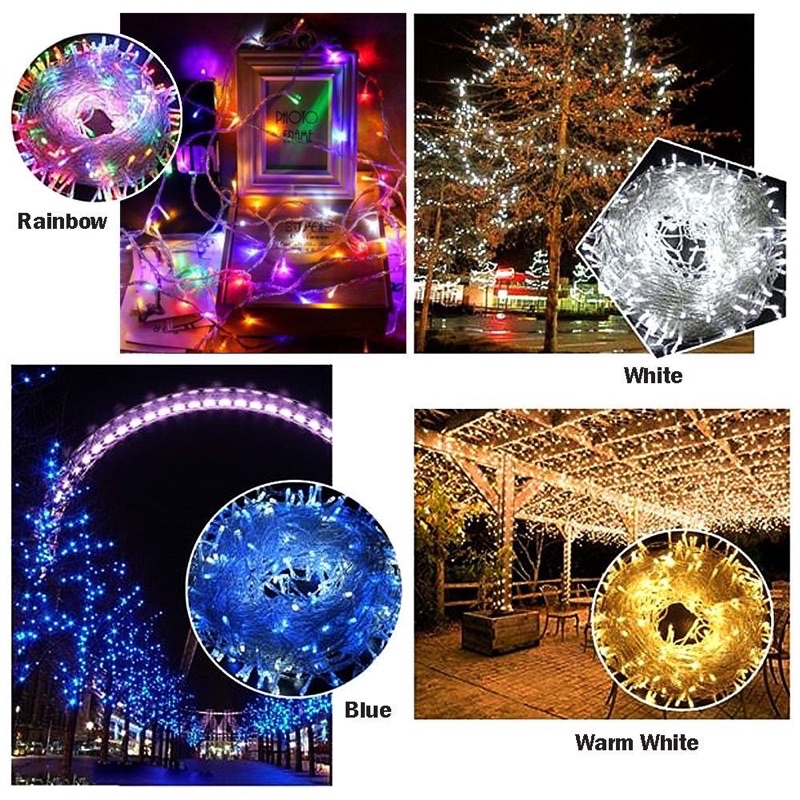 100LED 10M Lampu Raya LED Viral Outdoor Waterproof Fairy Light Lip Lap ...