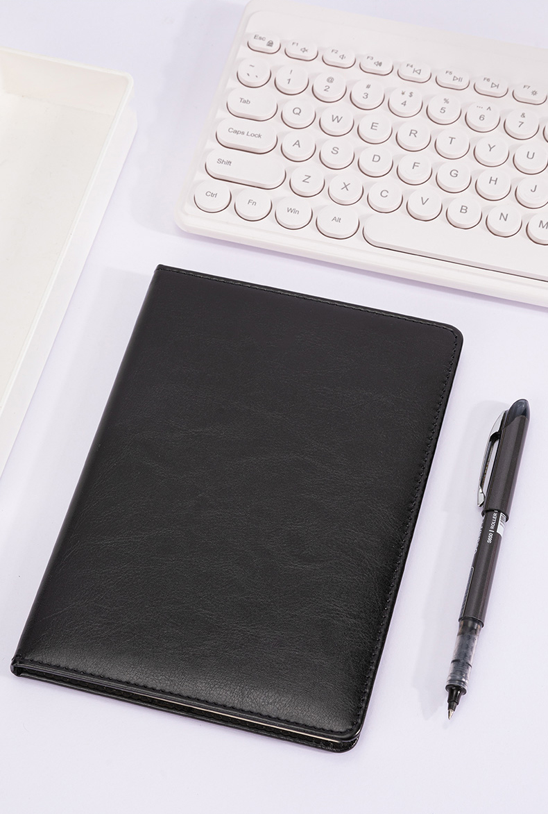 Deli Leather Cover Notebook 25K 160 Pages A5 Size Black Note Pad ...