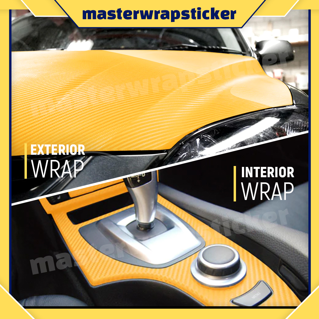 CARBON FIBER STICKER YELLOW GLOSS WRAP(152CM-CUSTOM)sticker kereta ...