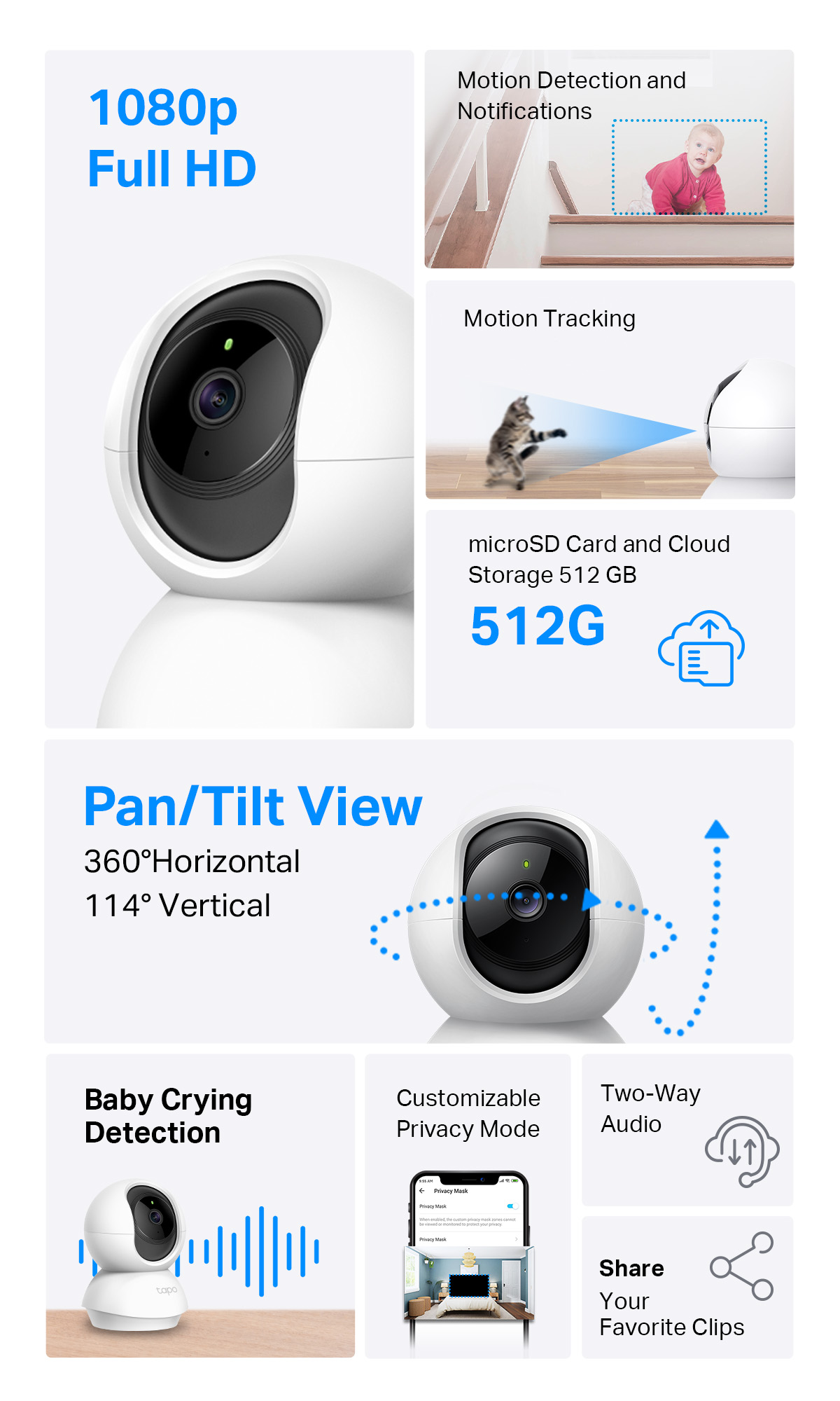 TP-Link 360 1080P Full HD IP Camera Pan & Tilt/Amazon Cloud WiFi CCTV ...