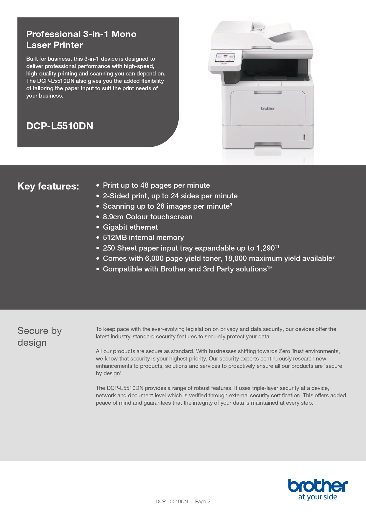 Brother Monochrome Laserjet A4 3in1 Printer High Performance DCP ...