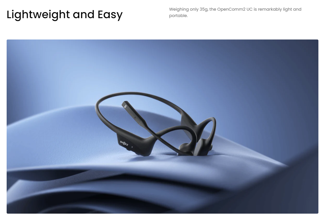 Shokz OpenComm 2 UC Open Ear Bone Conduction Bluetooth Headset with ...