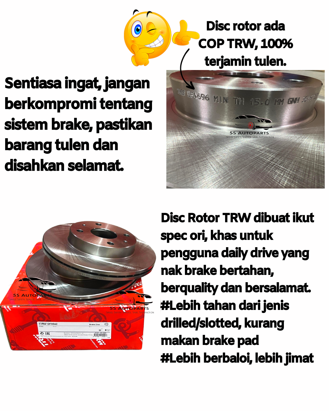 TRW Proton Wira 1.3 & Satria 1.3 Front (Depan) Disc Rotor (2 PCS ...