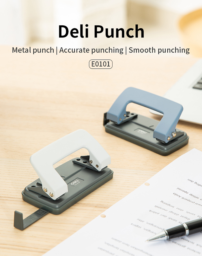 Deli Paper Puncher 2 Hole Punch with Lock Switch and Measurement Ruler ...
