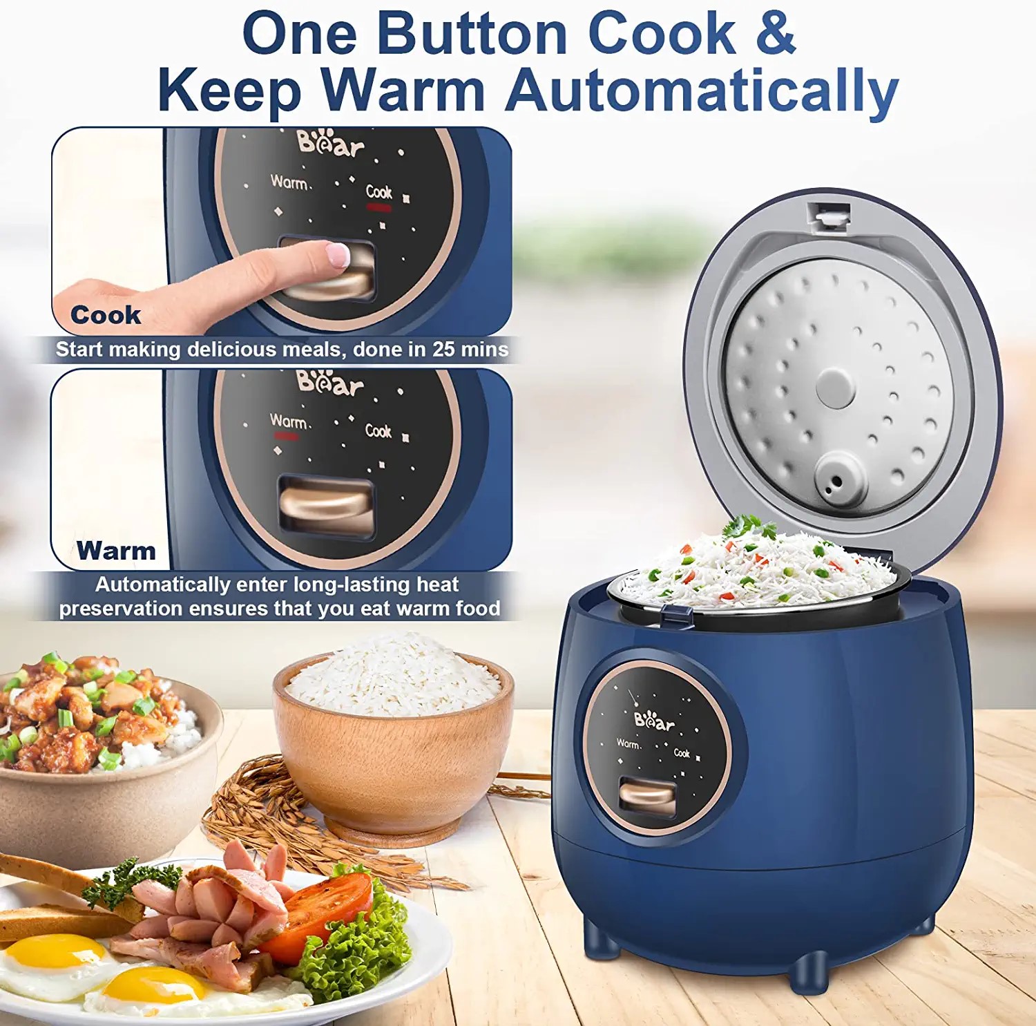 BEAR DFB-B12W1 1.2L Mini Rice Cooker Small electric cooking pot Mini ...