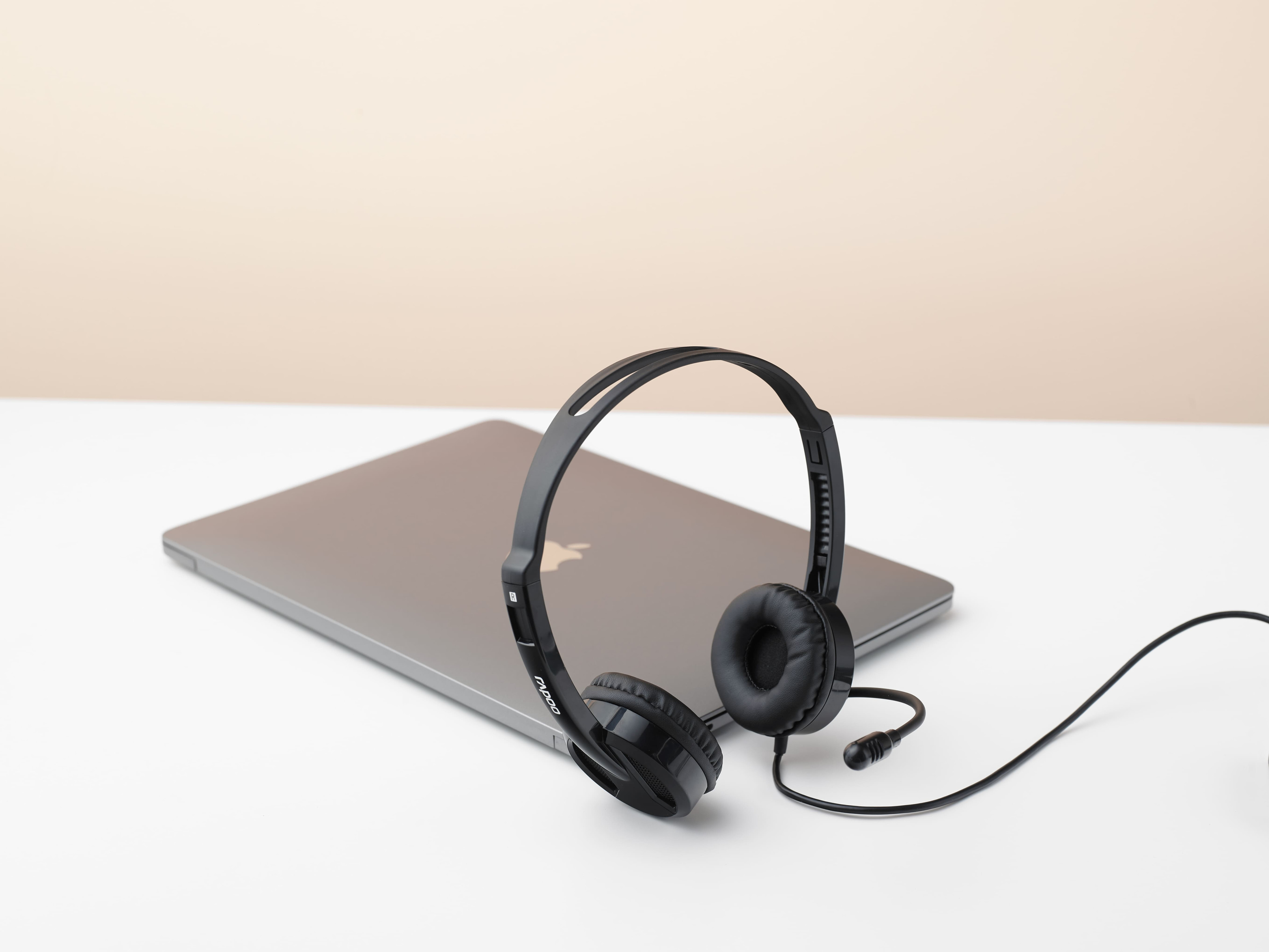 Rapoo H100 Wired Stereo Headsets with HD Voice Rotary Microphone Volume ...