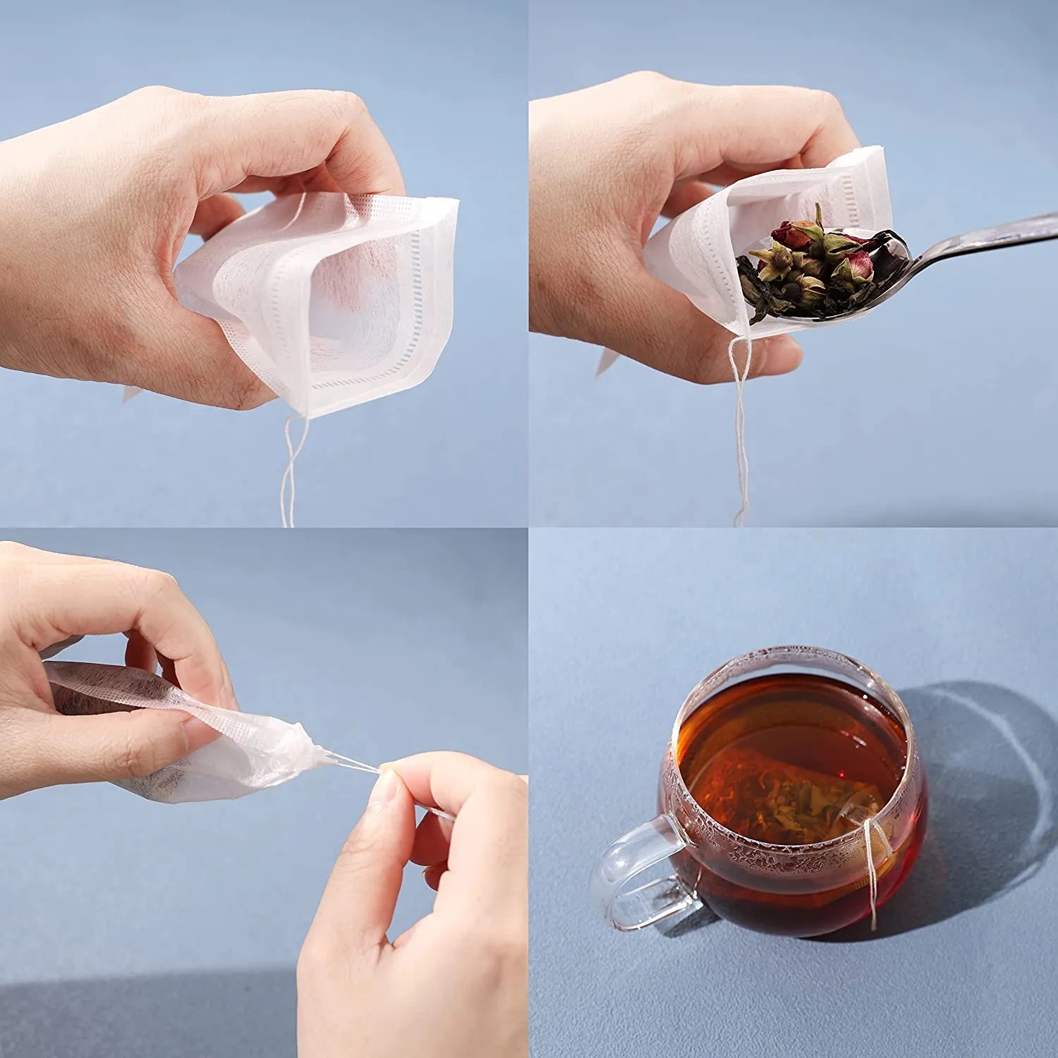 FaSoLa 100pcs Disposable Tea Bag Empty Drawstring Tea Filter Bag Non ...