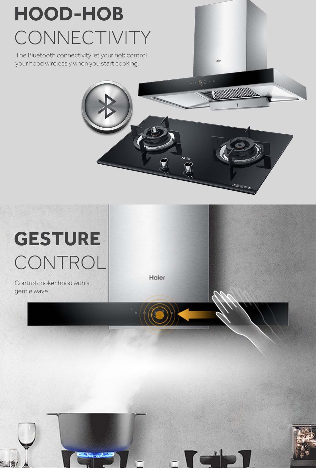 Haier 2000 m³/Hr Cooker Hood With VOC Air Purification System Inverter Oil-Catch Self-Clean ...