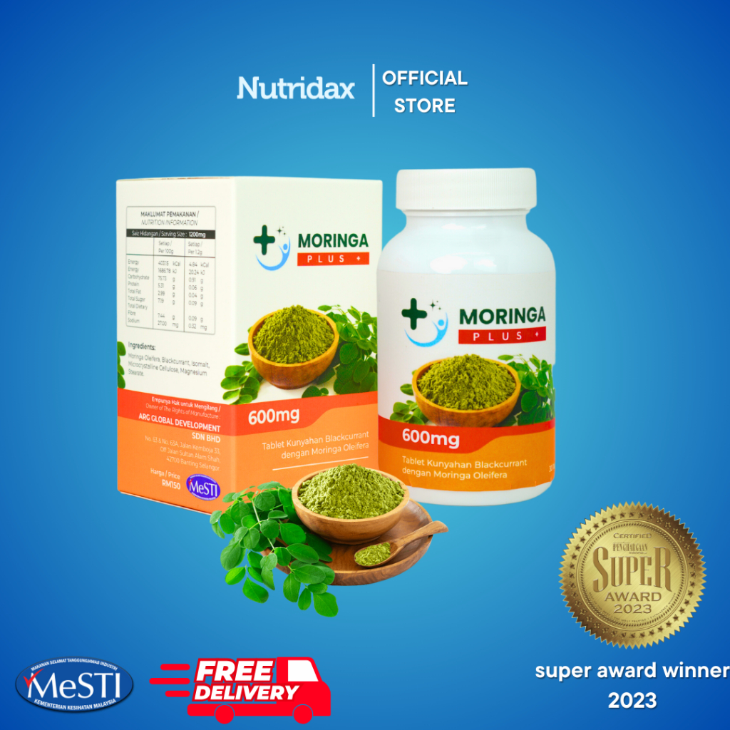 MORINGA PLUS 600MG TABLET KUNYAH (30TABLETS X 600MG) [100% ORIGINAL HQ ...
