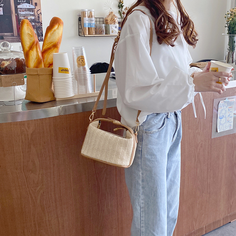 Korean Stylo Woven Knitted Beg Rotan Woman Rattan Sling Bag Handbag ...