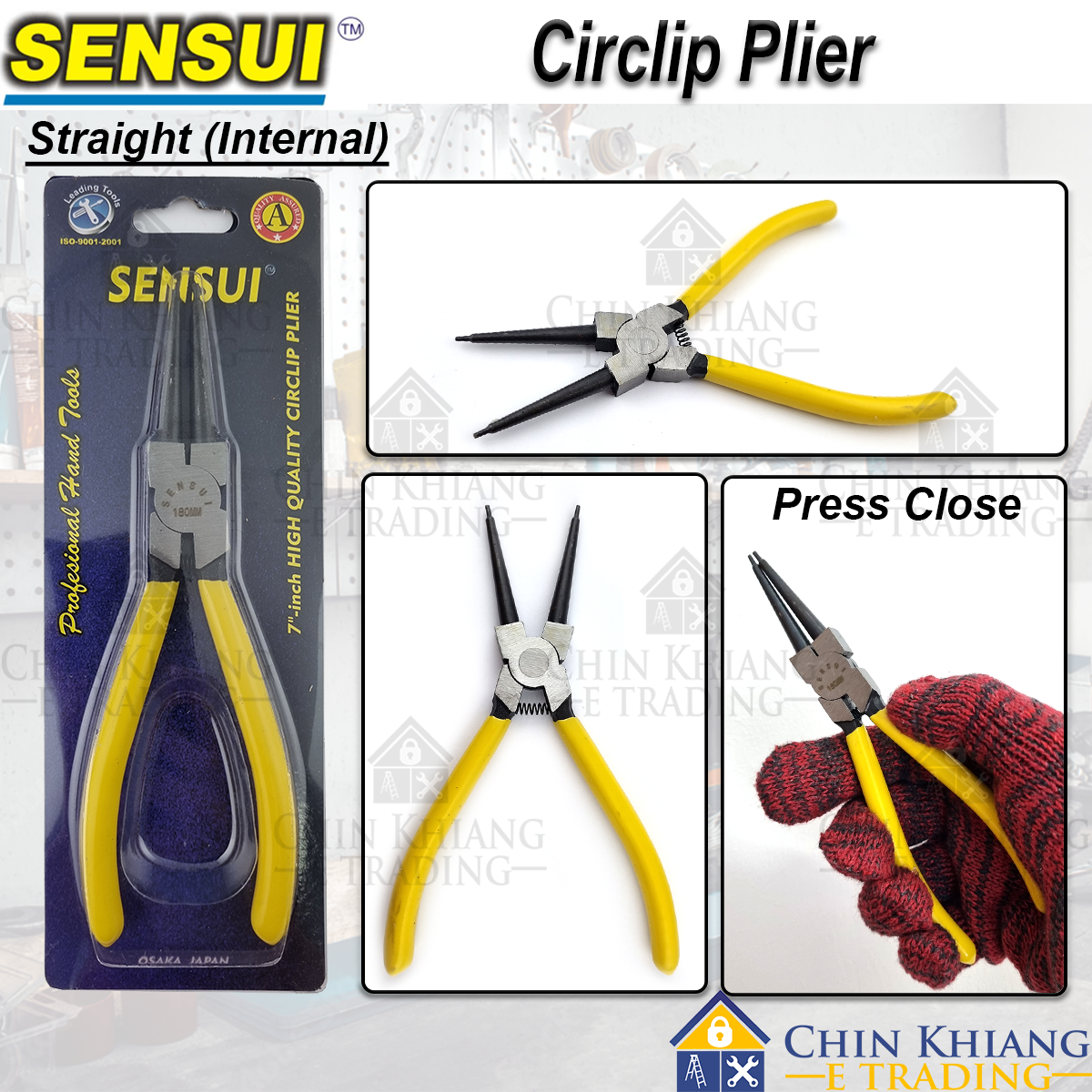 Sensui 7" Circlip Plier Snap Ring Bend Straight Internal External ...