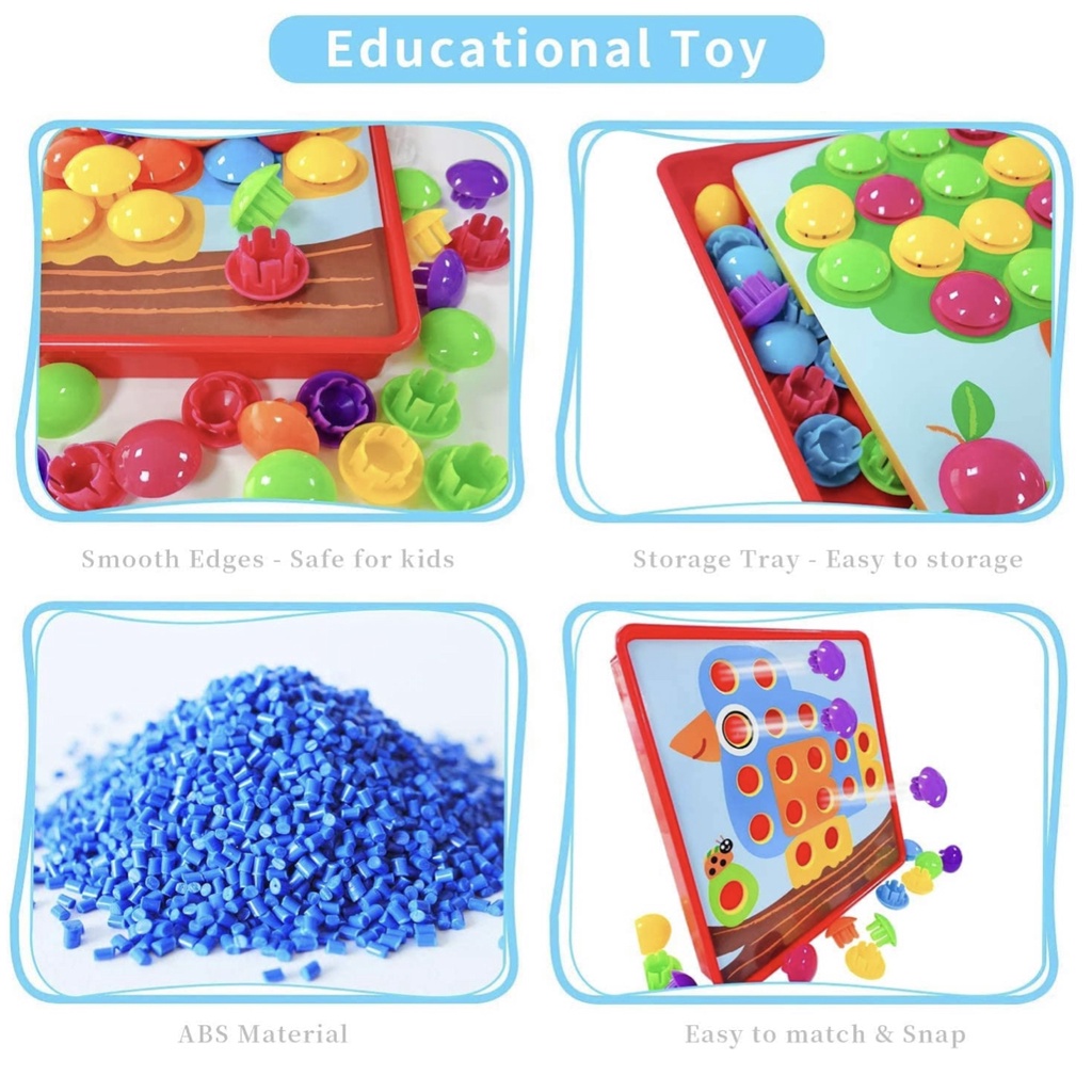 Button Idea Board Art Mushroom Nails Color Matching Game Kid Children ...