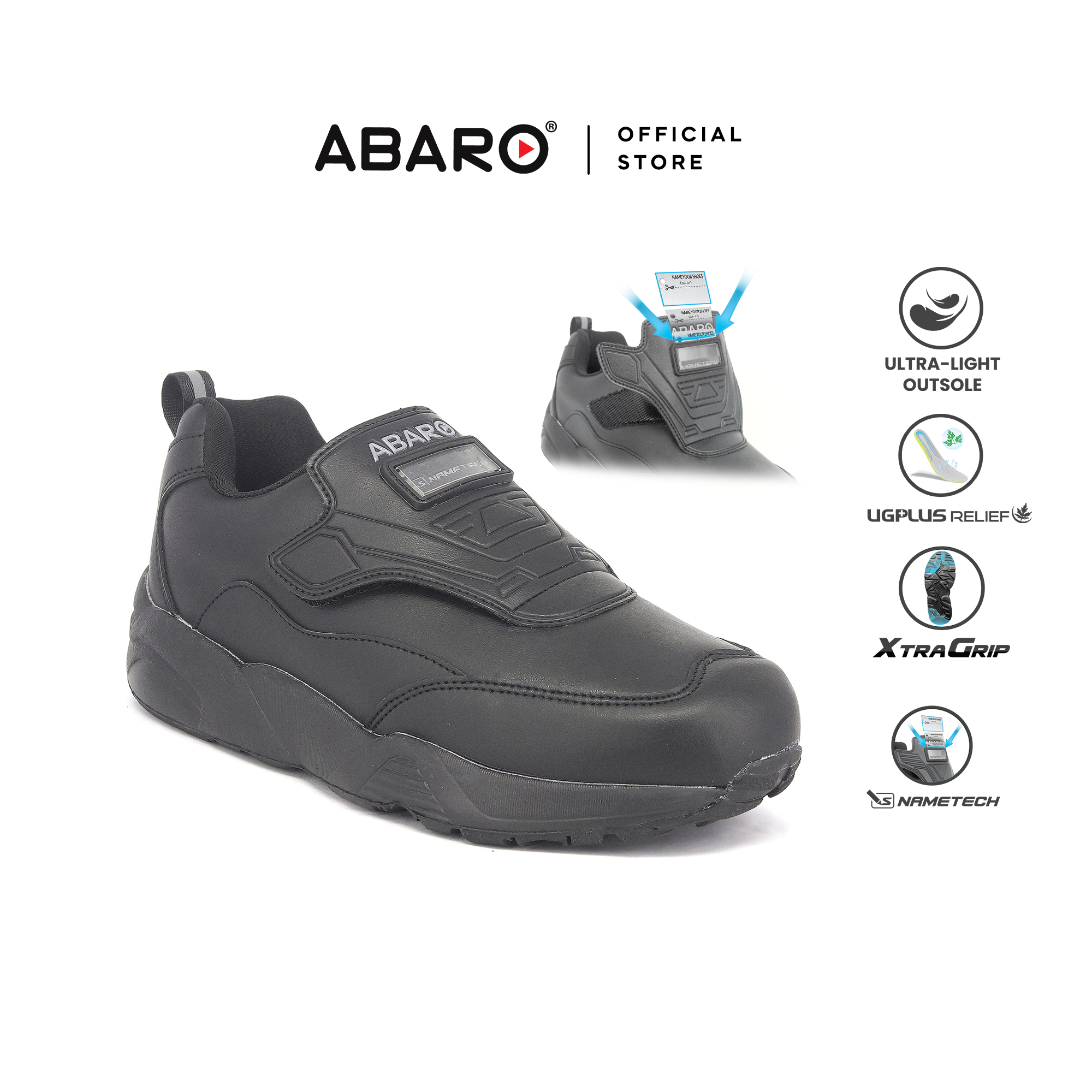ABARO Breathable Mesh Name Tech Ultralight Unisex School Shoes - Black ...