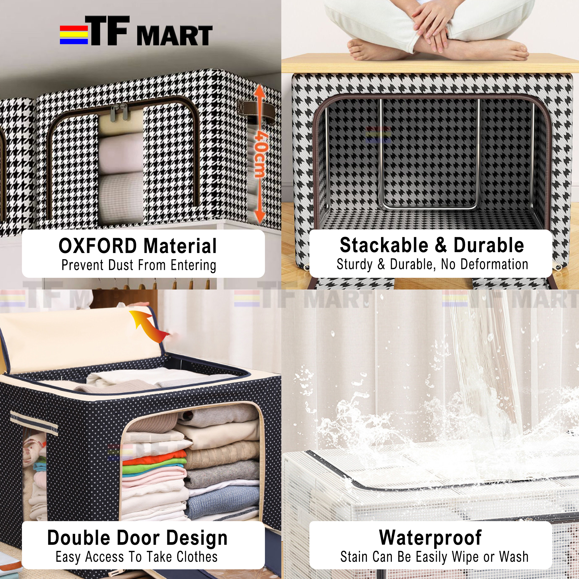 TFMART 24L&100L Extra Large Foldable Bag Foldable Basket Organizer ...