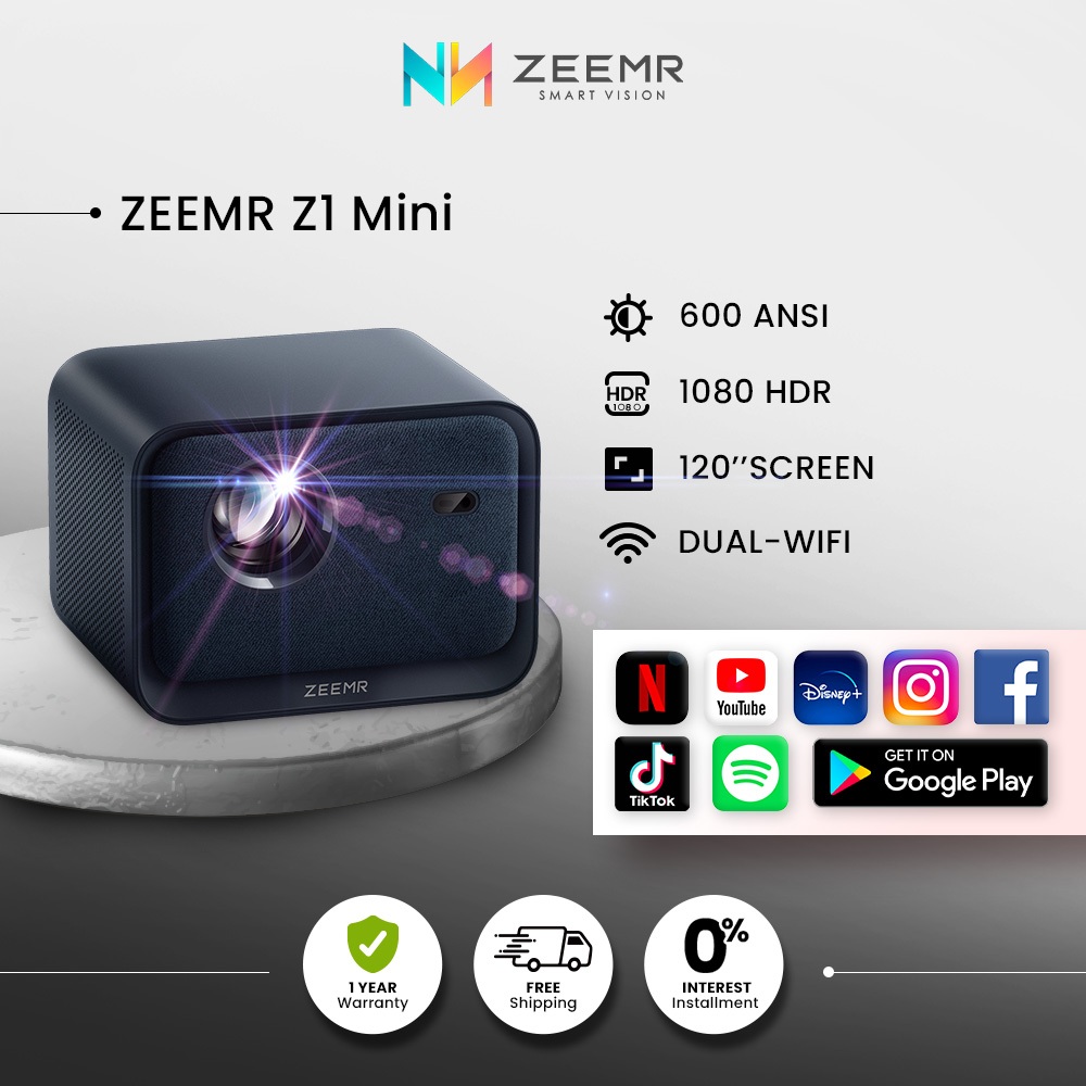 ZEEMR Z1 Mini Projector 1080P 4K 600 ANSI FULL HD Home Projector AI ...