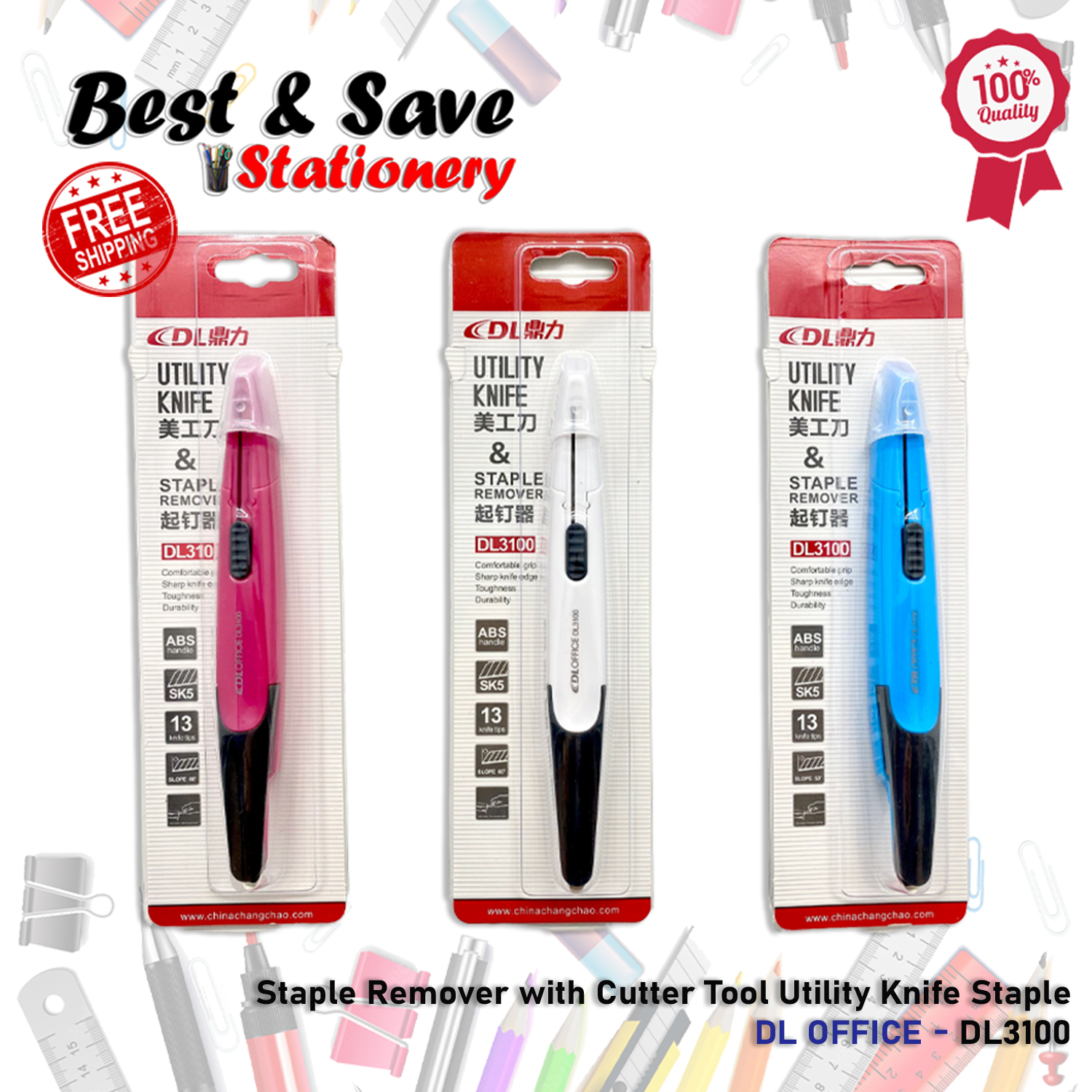 ( BEST & SAVE ) DL 3100 Staple Remover with Cutter Tool Utility Knife ...