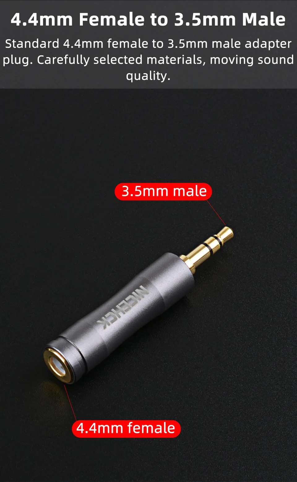 NiceHCK HiFi Earphone Adapter Plug 4.4mm Female to 3.5mm 2.5mm Male ...