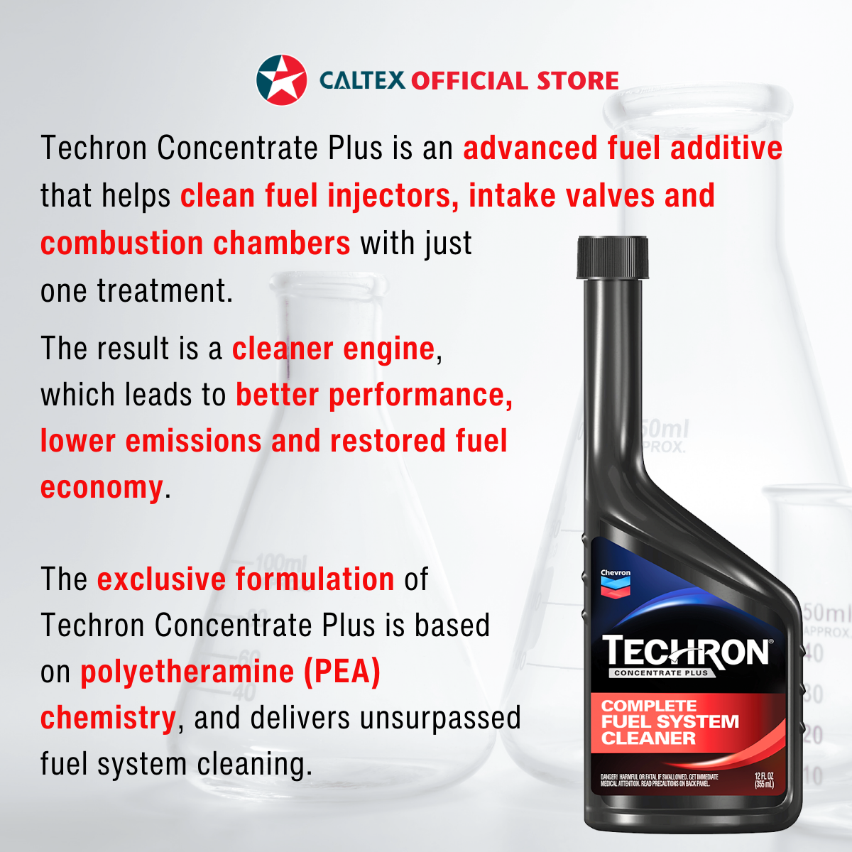 Caltex Techron Concentrate Plus Fuel System Cleaner (355ml/1 Bottle ...