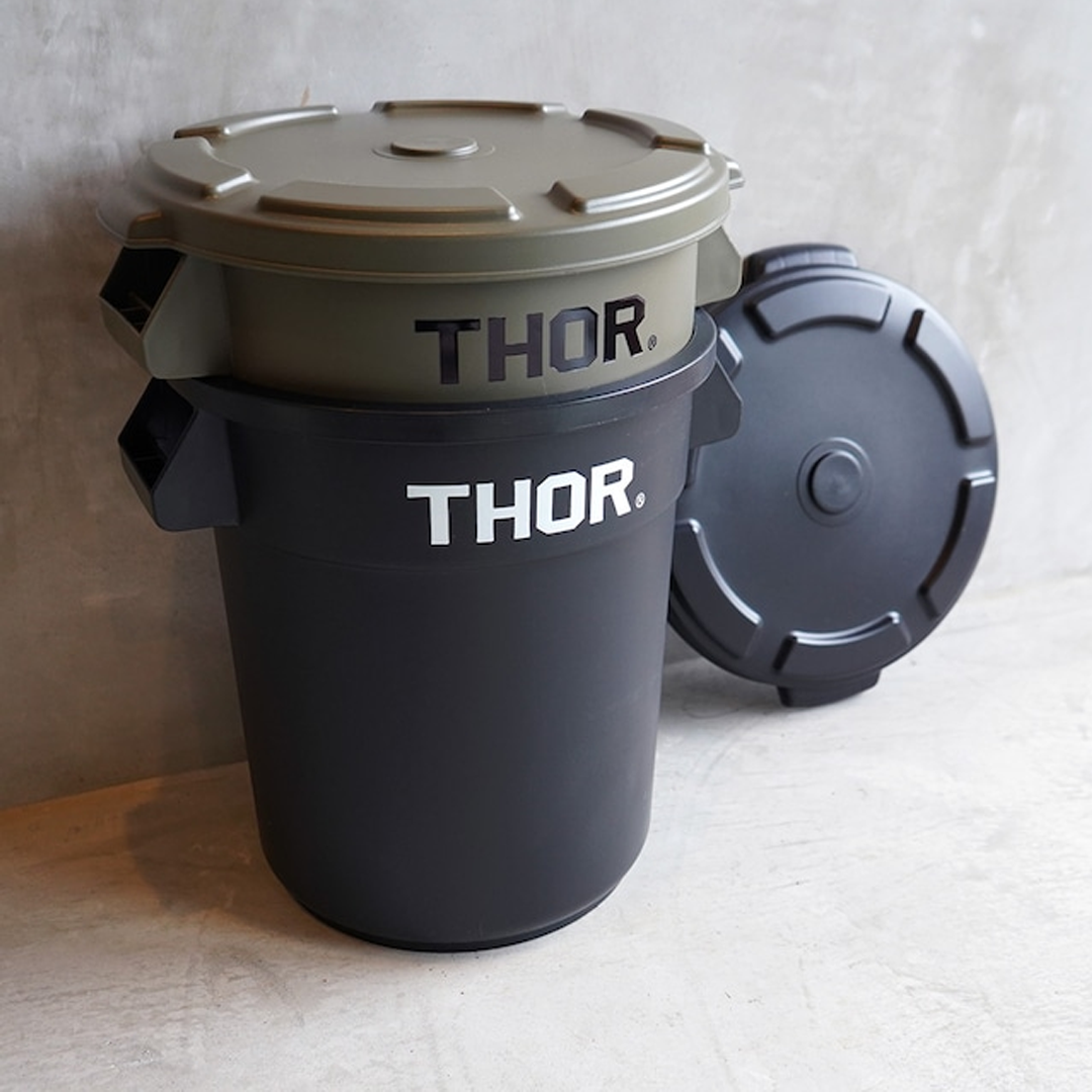 THOR Round Container with Lid Set - 23L Medium Capacity Trash Can Tong ...