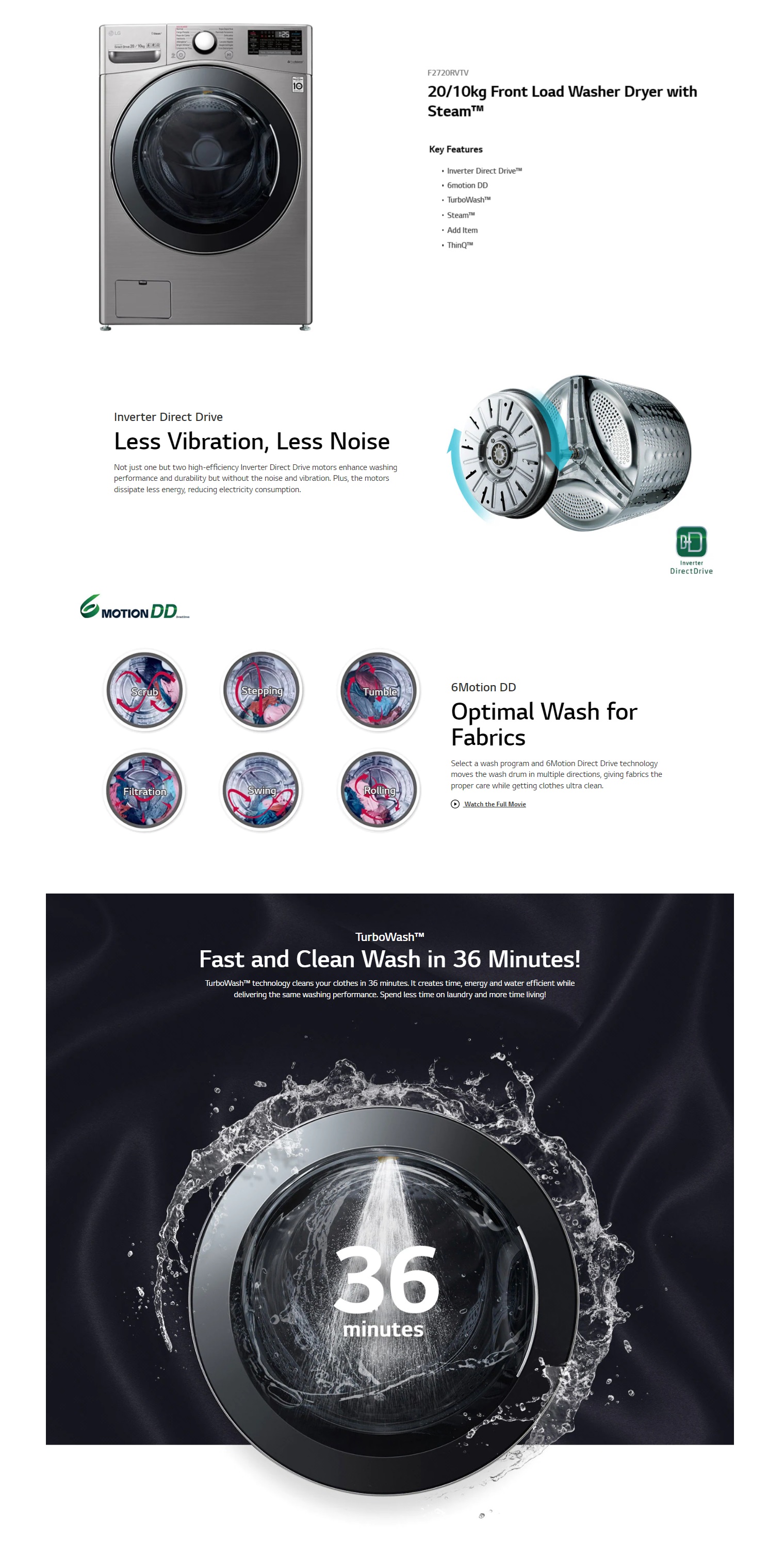 LG Washer Dryer 2 in 1 Washing Machine Front Load Combo Mesin Basuh ...