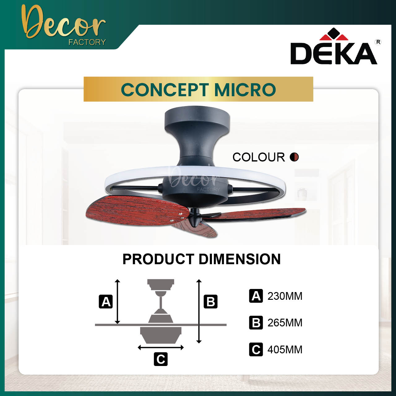DEKA Fan DEKA CONCEPT MICRO 20" 3 Blades 14 Speed DCMotor Remote ...