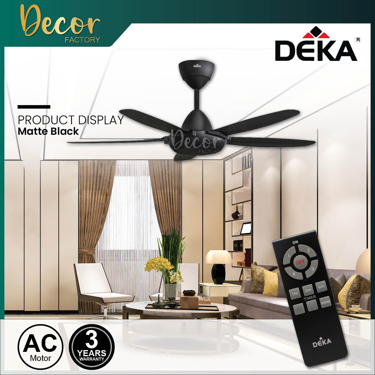 DEKA Fan DEKA DKR42 42" 5 Blades 4 Speed AC Motor With Remote Control ...