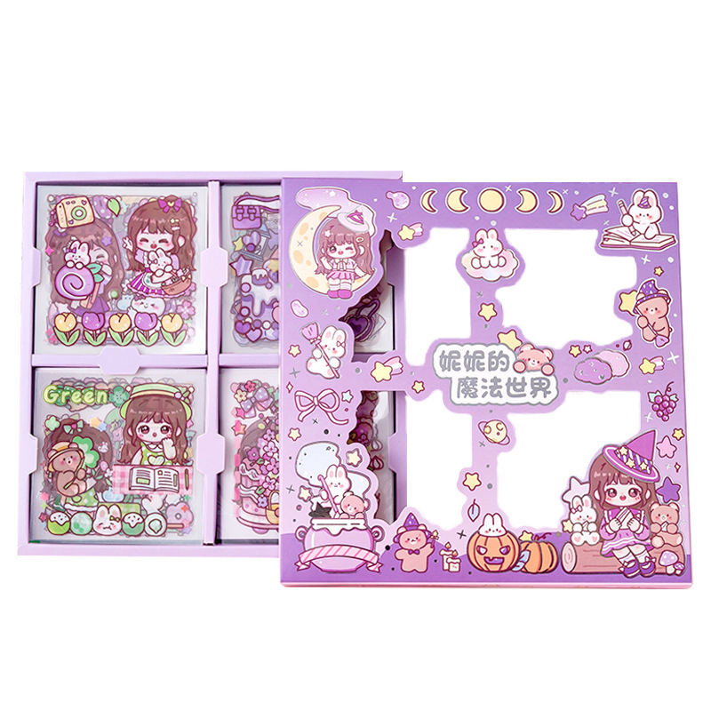 𝗡𝗢 𝗥𝗘𝗣𝗘𝗔𝗧𝗜𝗡𝗚 》100 Sheets Cute Sticker Gift Box DIY Stationery Diary ...