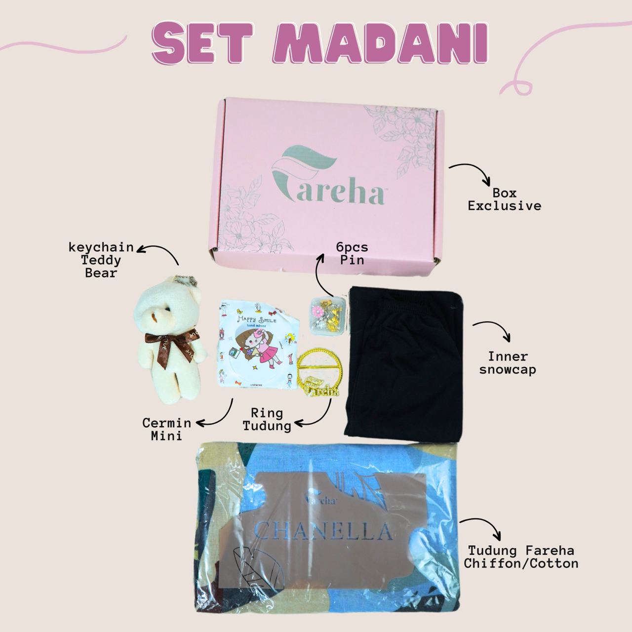 SET GIFT BOX FAREHA - INCLUDE TUDUNG FAREHA & FREE WISH CARD (REMARK ...