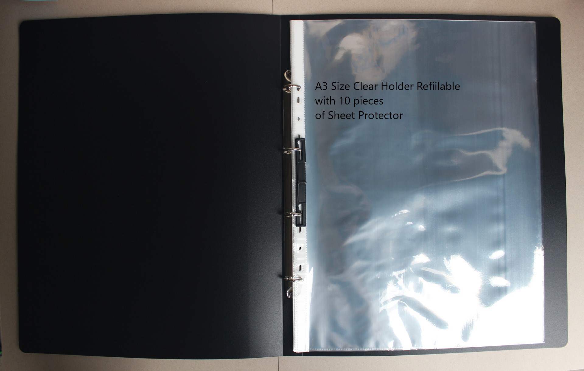 A3 Size Refillable Clear Holder and 11 Hole Sheet Protector Refill ...
