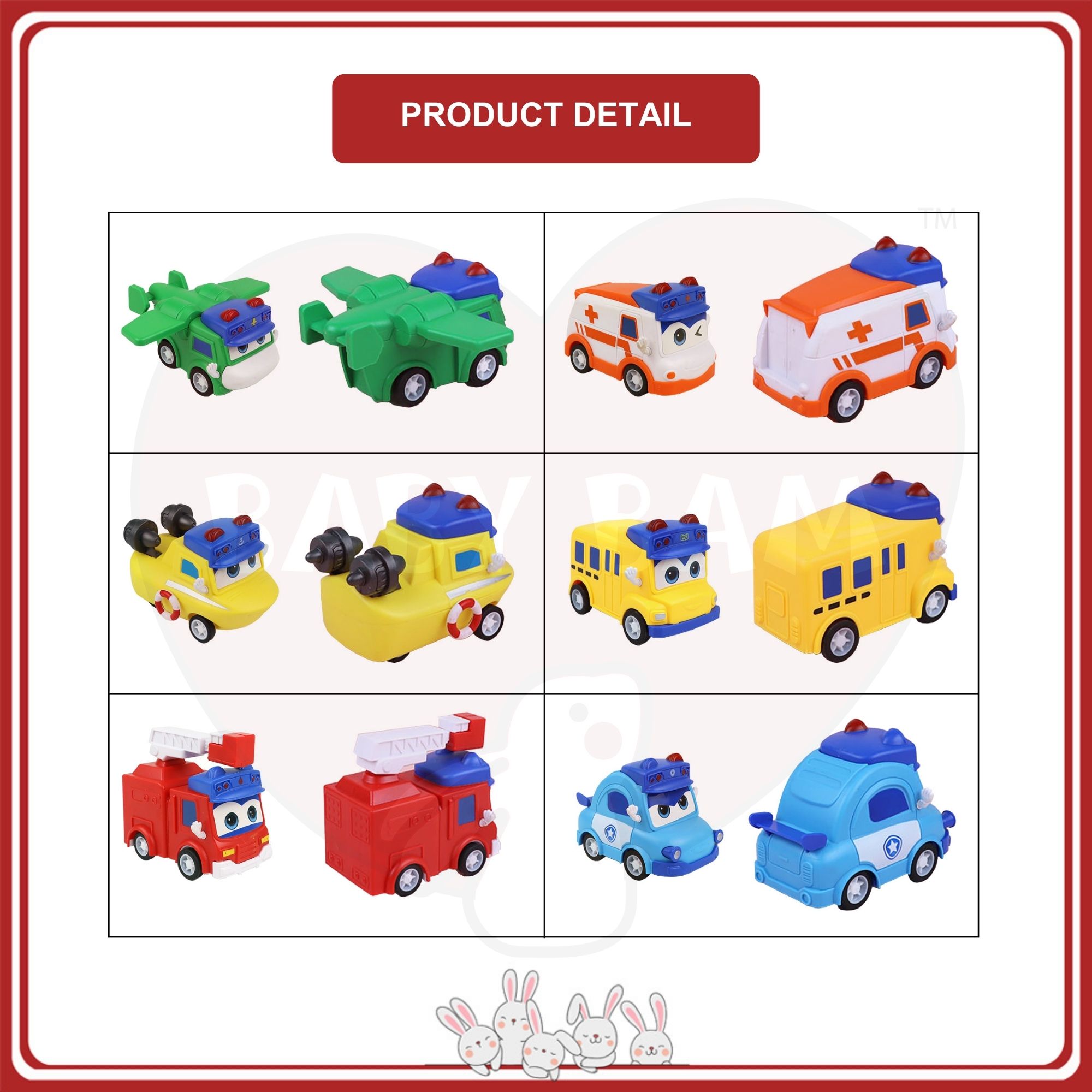 BABY BAM Go Go Bus Deformation Engineering Vehicles Toys - T17 | Shopee ...