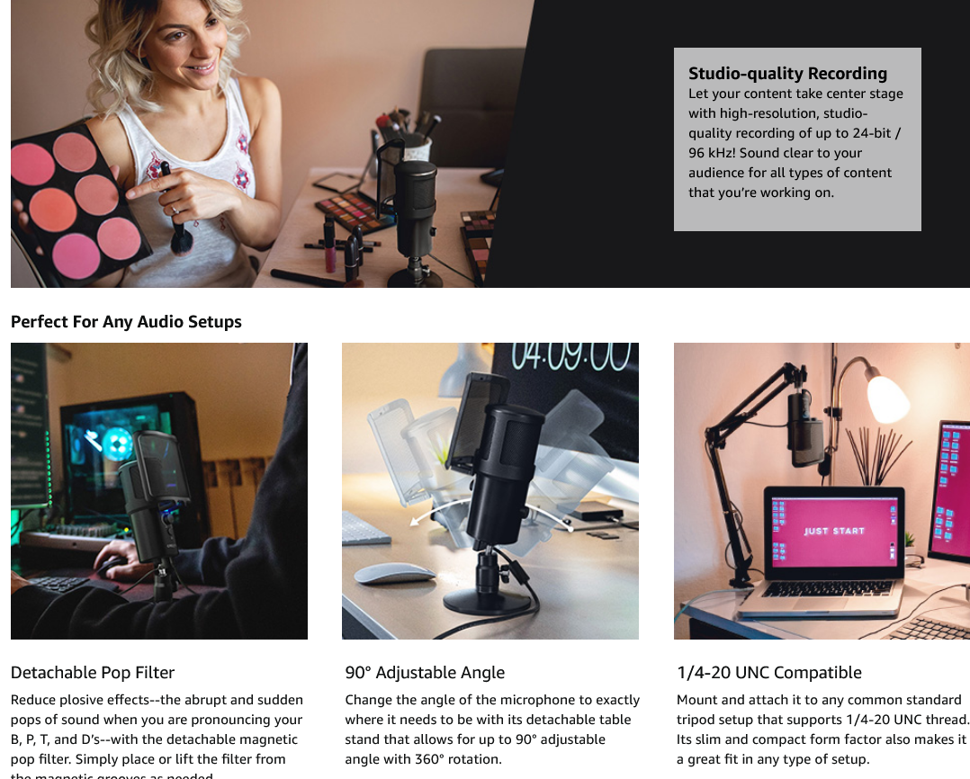 Creative Live! Mic M3 - 24-bit/96kHz USB Microphone with Dual Polar ...