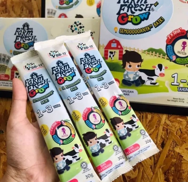 Farm Fresh Grow Milk Powder (1-3 Tahun,4-6 Tahun) 10's x 30g Growing Up ...