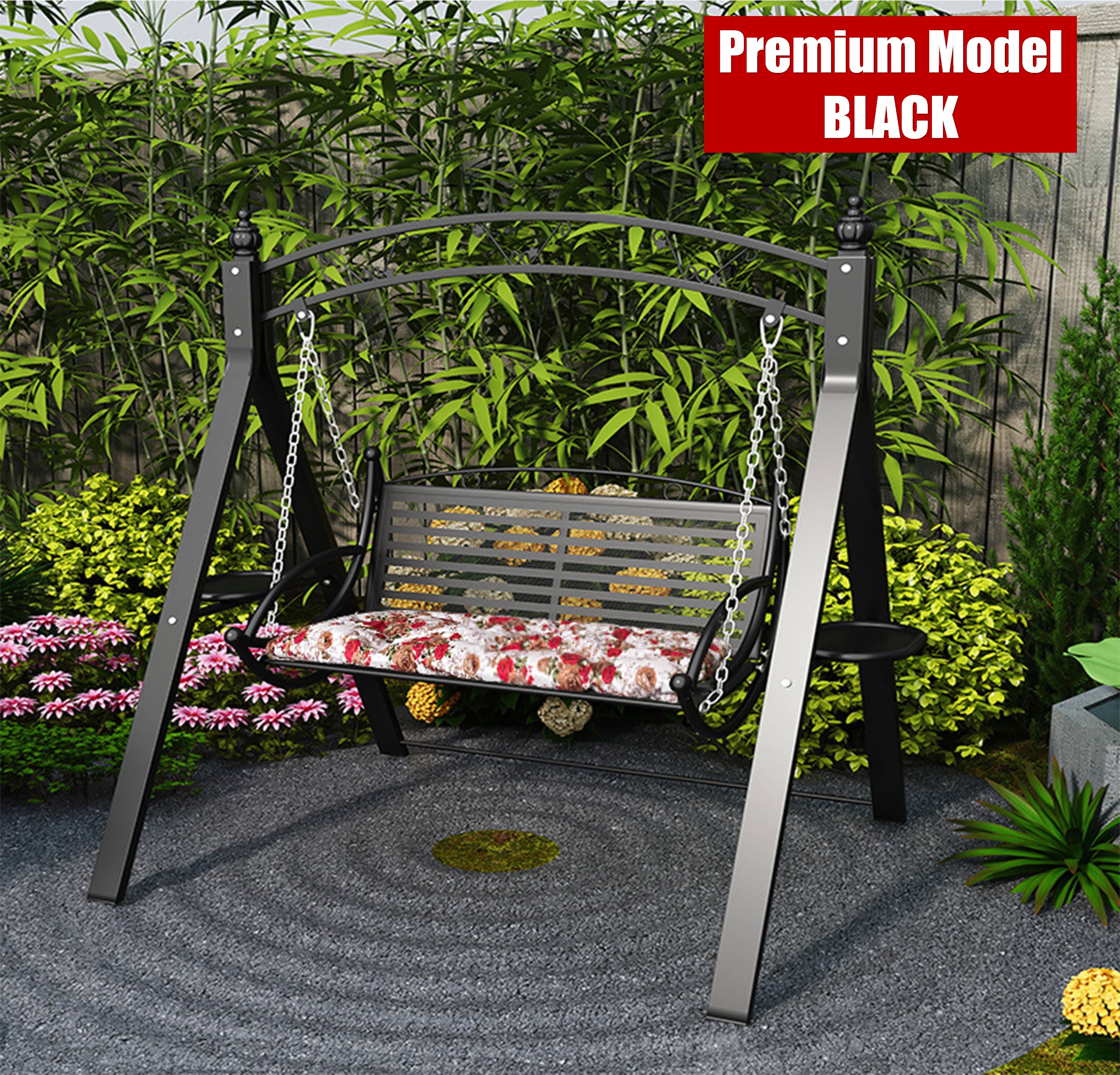 Swing Outdoor Courtyard Balcony Garden Iron Art Swing Chair Buaian Bed ...