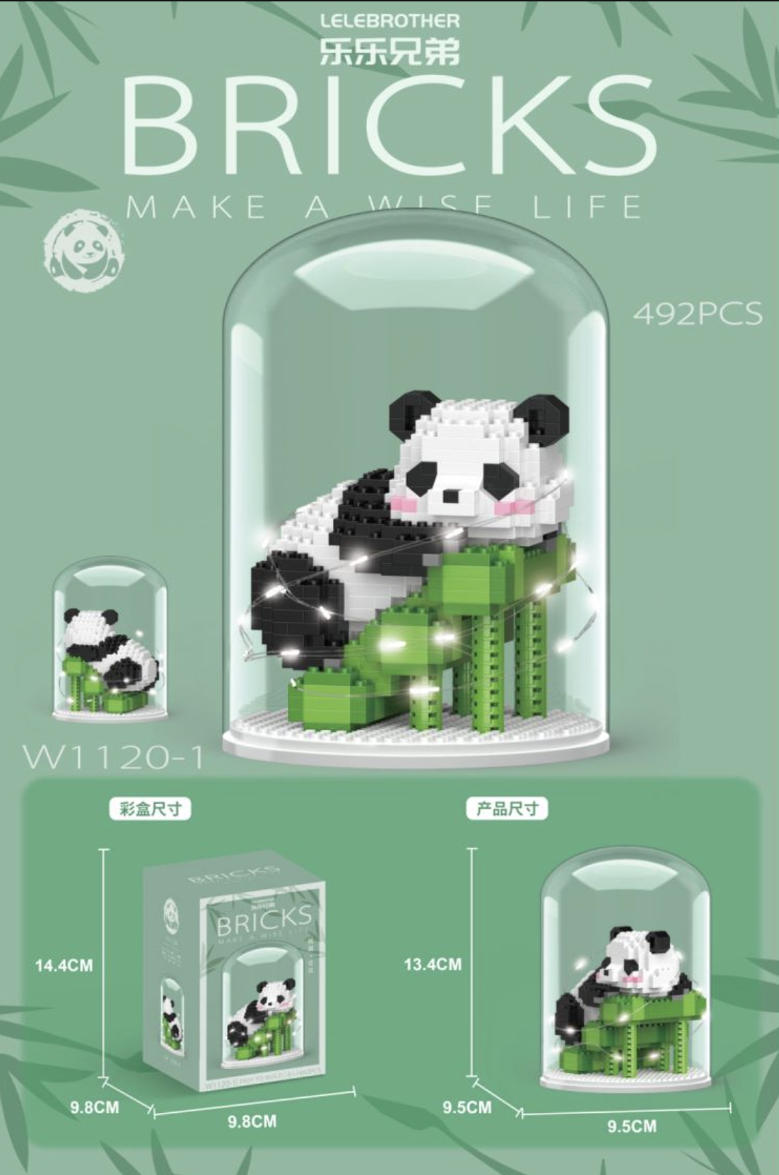 Panda Building Block Nano Bricks Cute Cartoon Make A Wise Life LED ...