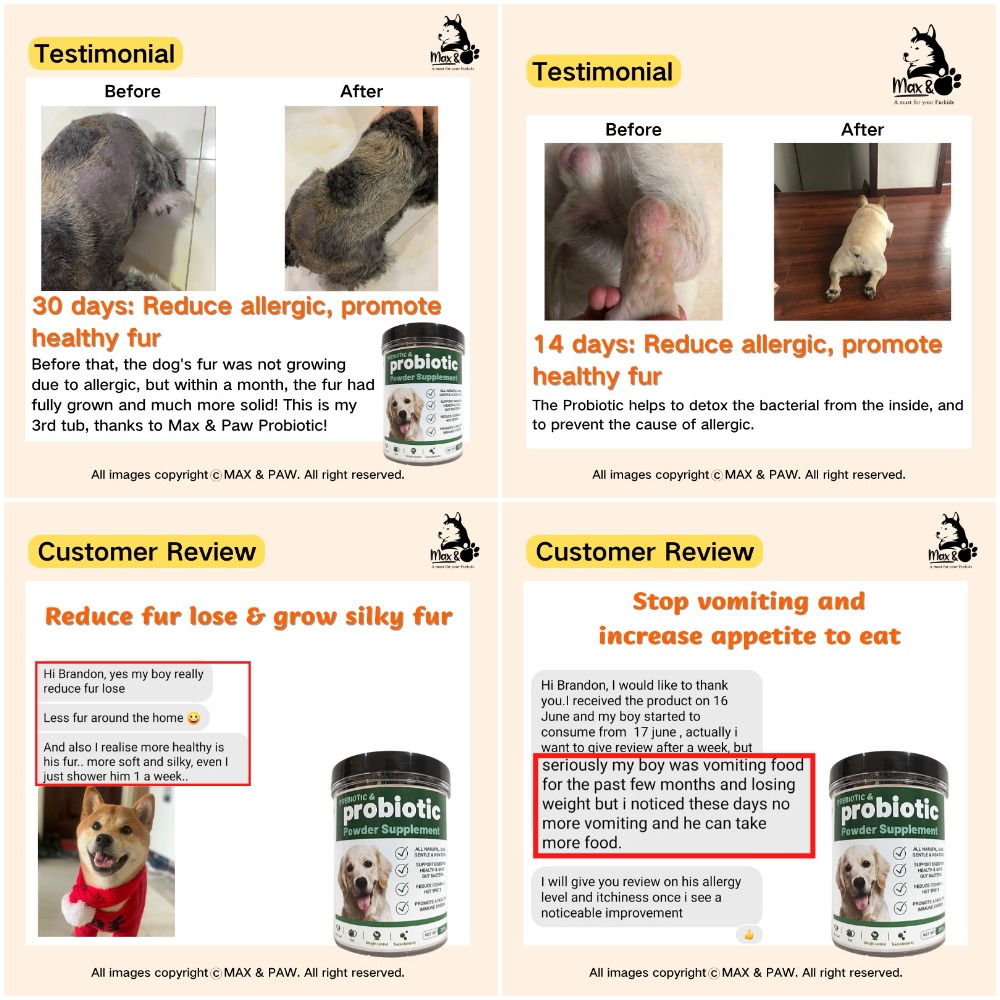 (REFILL PACK)MAX & PAW All Natural Organic Prebiotic & Probiotic Pet ...