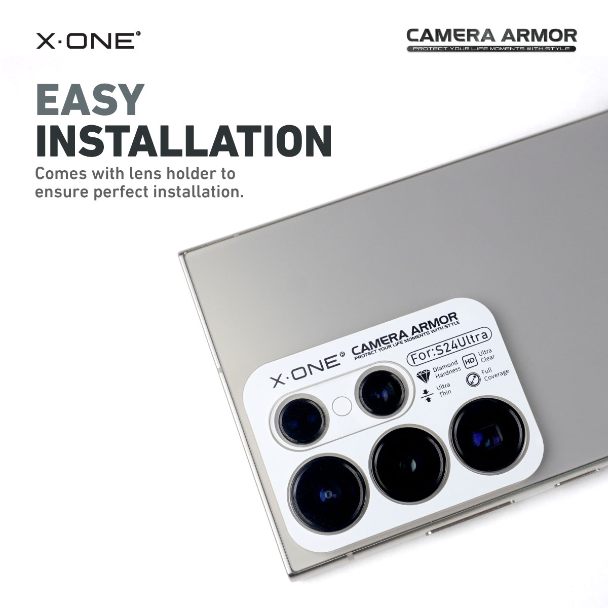 X.One Camera Armor Lens Protector S25 Ultra/S24 Ultra/S23/S22 Ultra Plus - Sapphire Glass ...