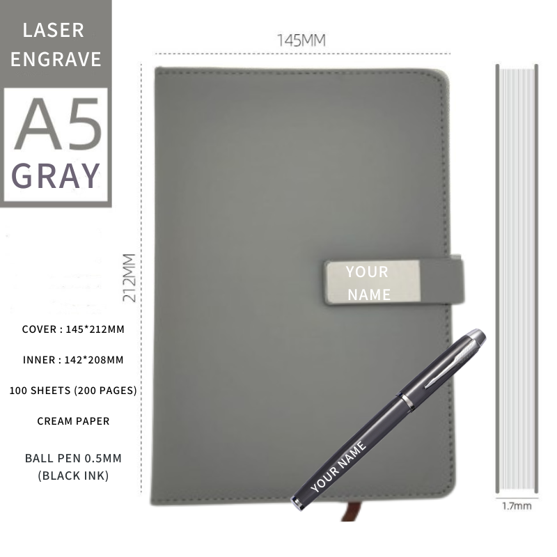 CUSTOM ENGRAVE Notebook A5 Planner Journal Notebook sketch book Buku ...