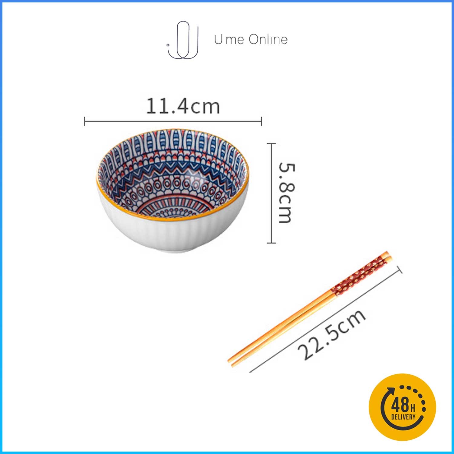 U.me Bohemian Style Rice Bowl Porcelain Bowl Mangkuk Ceramik Hadiah ...
