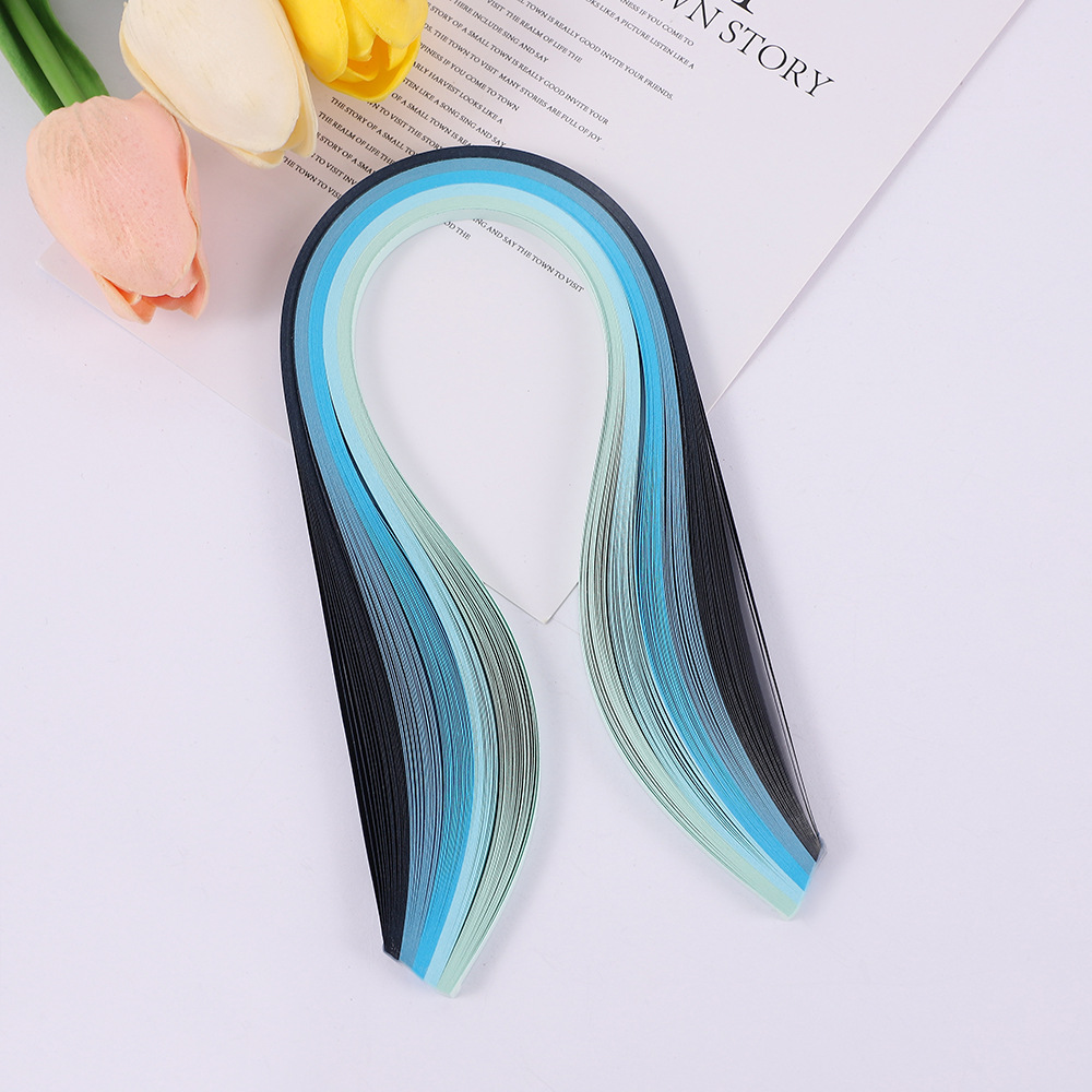 Colorful Gradient Quiling Paper 3/5/10mm x 390mm 100pcs/pack colorful single paper 54cm 彩色渐变衍纸条 ...